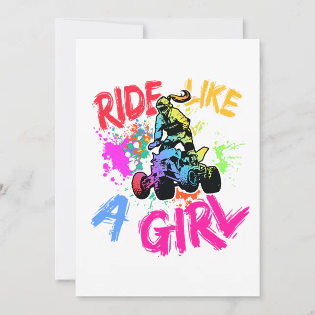 Ride Like a Girl Quad Bike ATV Rider Girl Invitation | Zazzle