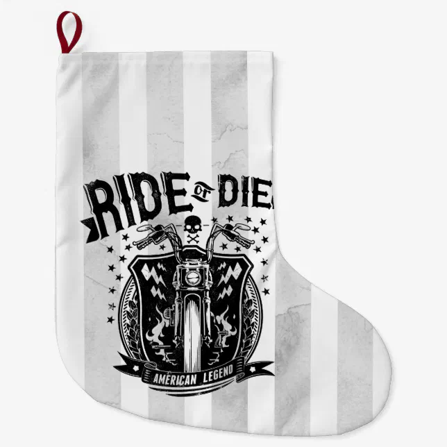 Ride or Die II Motorcycle Large Christmas Stocking | Zazzle