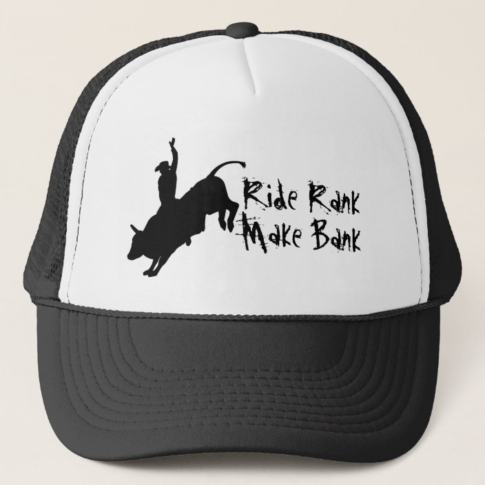 Ride Rank Bull Riding Rodeo Cowboy Up Trucker Hat | Zazzle.com
