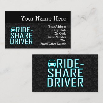 Ride Share Driver Rideshare Driving Business Card | Zazzle