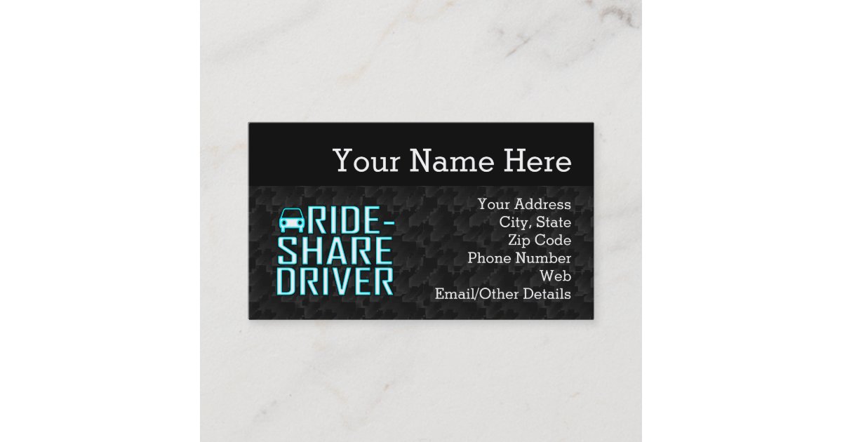 Ride Share Driving Uber Driver Rideshare Business Card | Zazzle