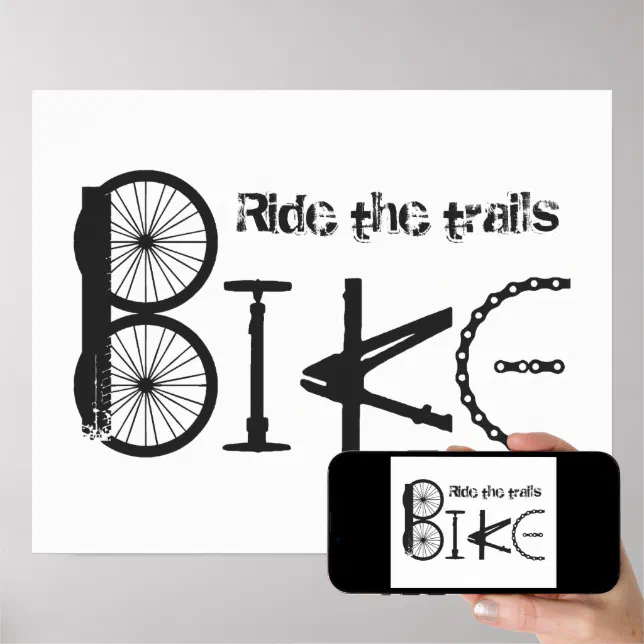 "Ride the Trails" Bike Word from Parts Poster | Zazzle