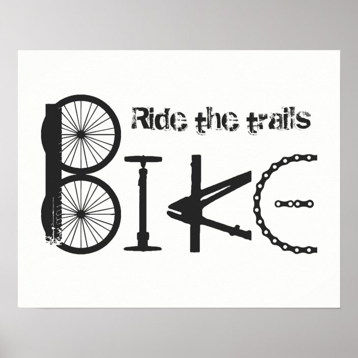 "Ride the Trails" Bike Word from Parts Poster | Zazzle.com