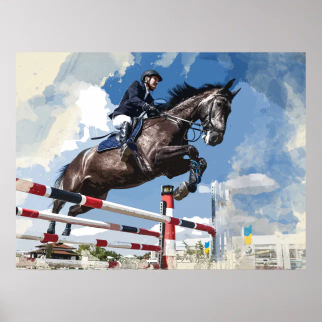 Rider Jumping Horse in Competition Poster | Zazzle