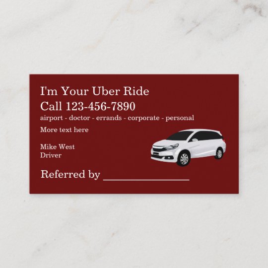 Rideshare Taxi Driver Referral Business Card | Zazzle.com
