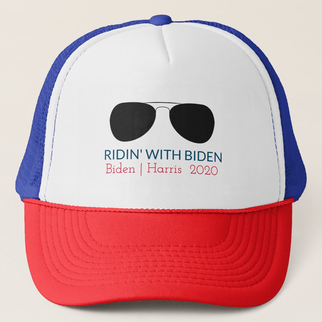 Ridin' with Biden Aviator Glasses Trucker Hat | Zazzle