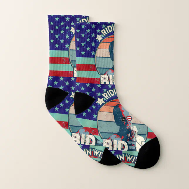 Ridin' With Biden Eating Ice-Cream Retro Sunset Socks | Zazzle