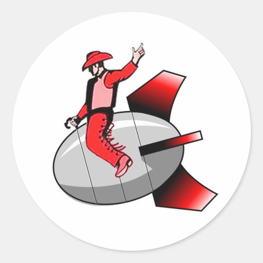 Riding Nuclear Bomb Classic Round Sticker | Zazzle.com