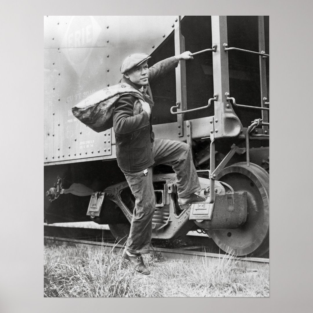 Riding the Rails, 1935. Vintage Photo Poster | Zazzle