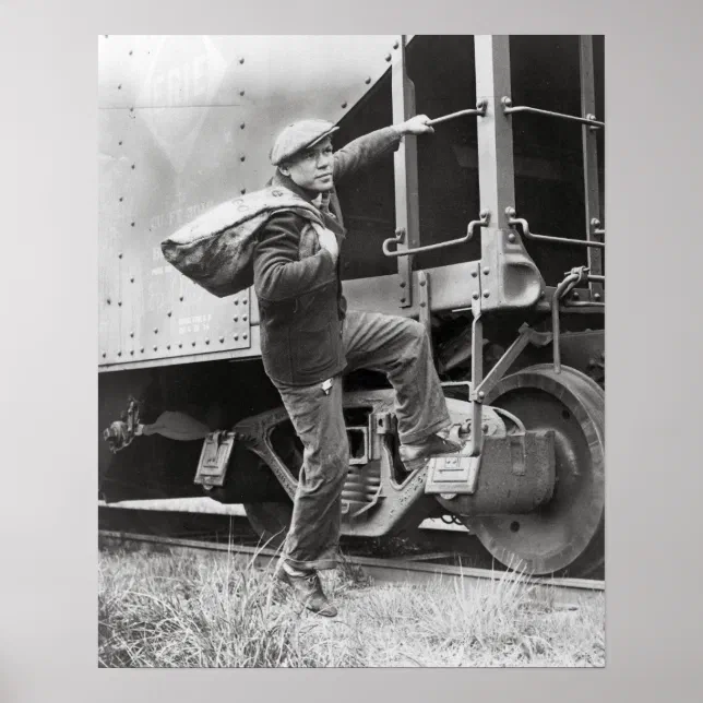 Riding the Rails, 1935. Vintage Photo Poster | Zazzle