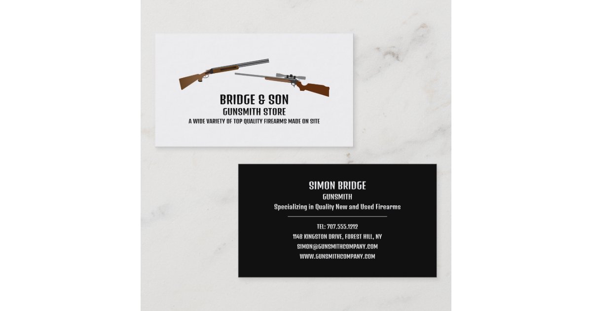 Rifle & Shotgun, Gunsmith, Gunstore Business Card | Zazzle
