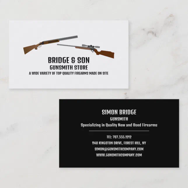 Rifle & Shotgun, Gunsmith, Gunstore Business Card | Zazzle