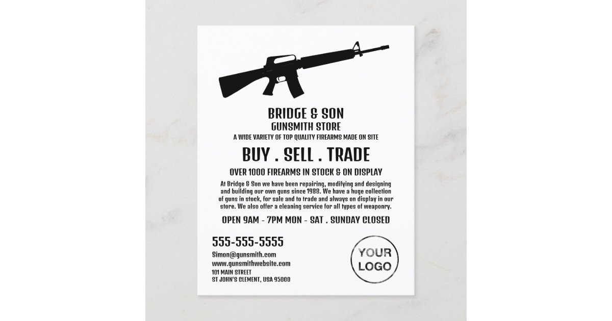 Rifle Silhouette, Gunsmith, Gunstore Advertising Flyer | Zazzle
