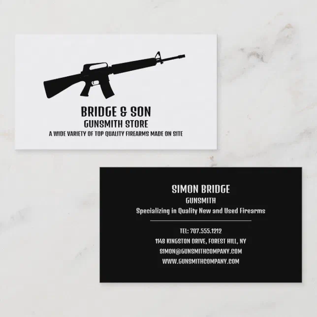 Rifle Silhouette, Gunsmith, Gunstore Business Card | Zazzle