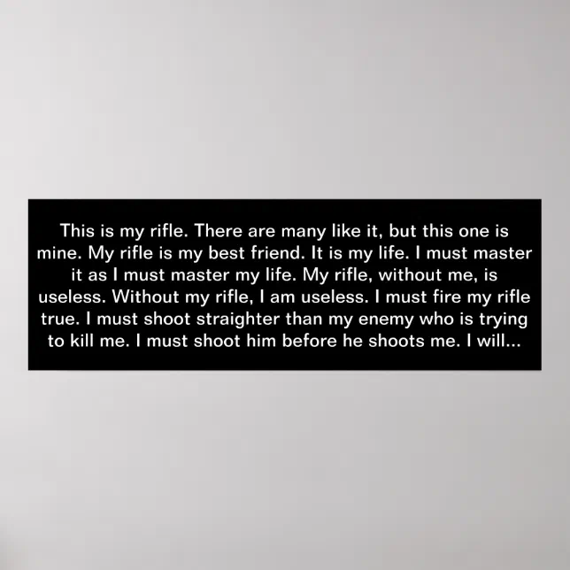 Rifleman's Creed Poster | Zazzle