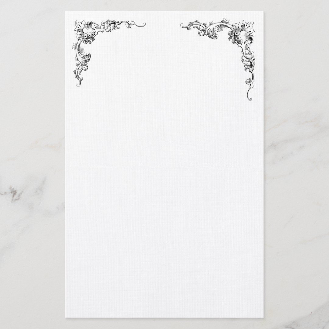 Right and Left Corner Flourish Design Stationery | Zazzle