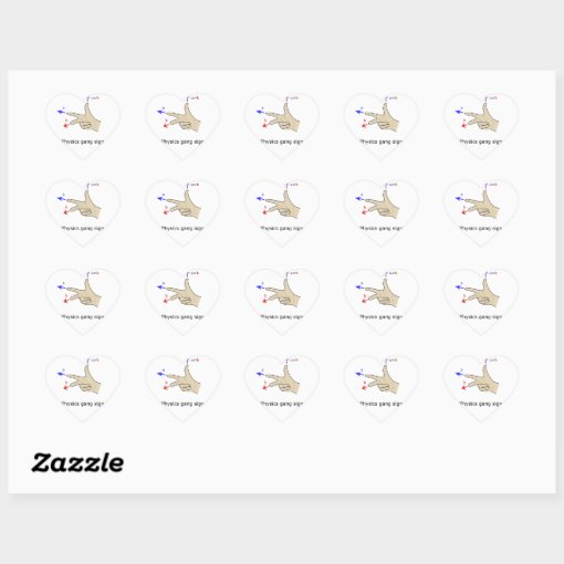 Right hand rule cross product Physics gang sign Heart Sticker | Zazzle