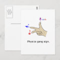 Right hand rule cross product Physics gang sign Postcard | Zazzle