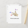 Right hand rule cross product Physics gang sign Postcard | Zazzle