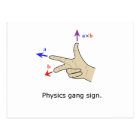 Right hand rule cross product Physics gang sign Postcard | Zazzle.com