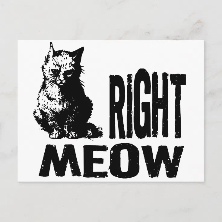 Right MEOW! Funny Evil Kitty Postcard | Zazzle