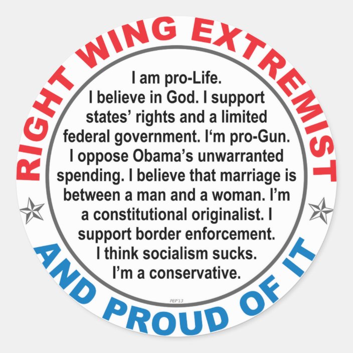 Right Wing Extremist Classic Round Sticker | Zazzle.com