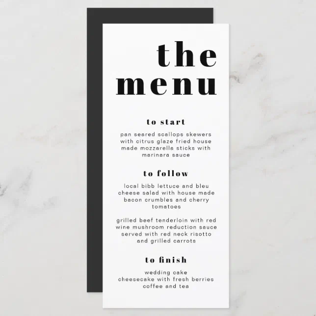 RILEY Bold Modern Retro Long Let's Eat Menu Card | Zazzle