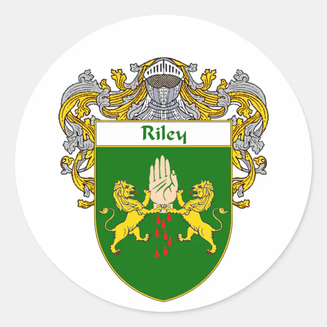 Riley Coat of Arms (Mantled) Classic Round Sticker | Zazzle