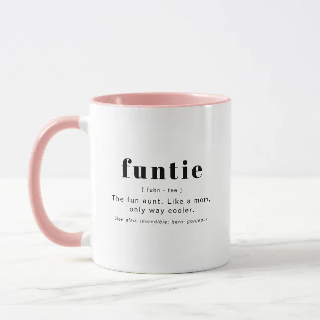RILEY Modern Cute Funtie Definition Aunt Auntie Mug | Zazzle
