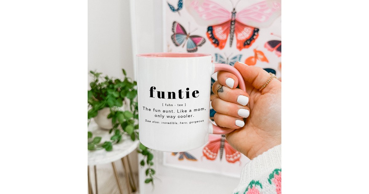 RILEY Modern Cute Funtie Definition Aunt Auntie Mug | Zazzle