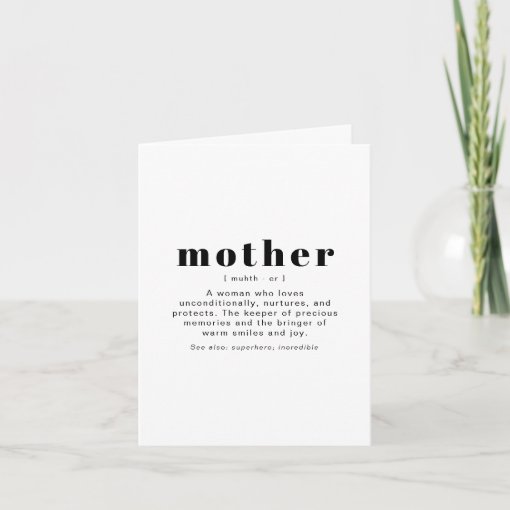 RILEY Modern Cute Mother Definition Mother's Day Card | Zazzle