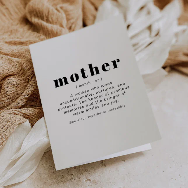 RILEY Modern Cute Mother Definition Mother's Day Card | Zazzle