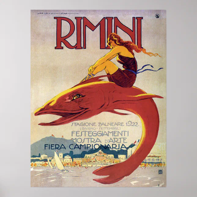 Rimini coast, Italy, girl on a big fish Poster | Zazzle
