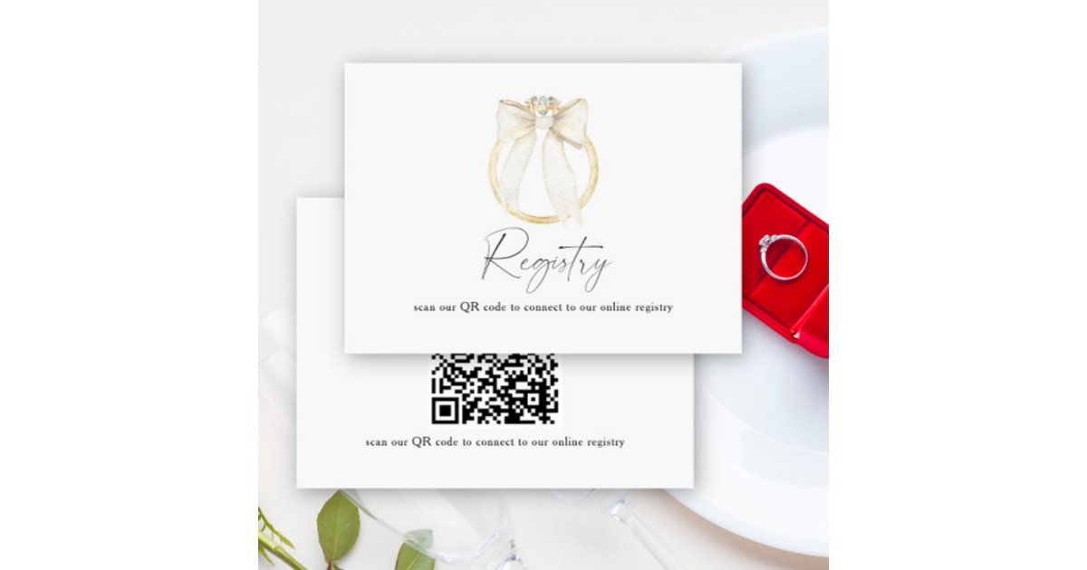 Ring Bow bridal shower QR code for registry Enclosure Card | Zazzle