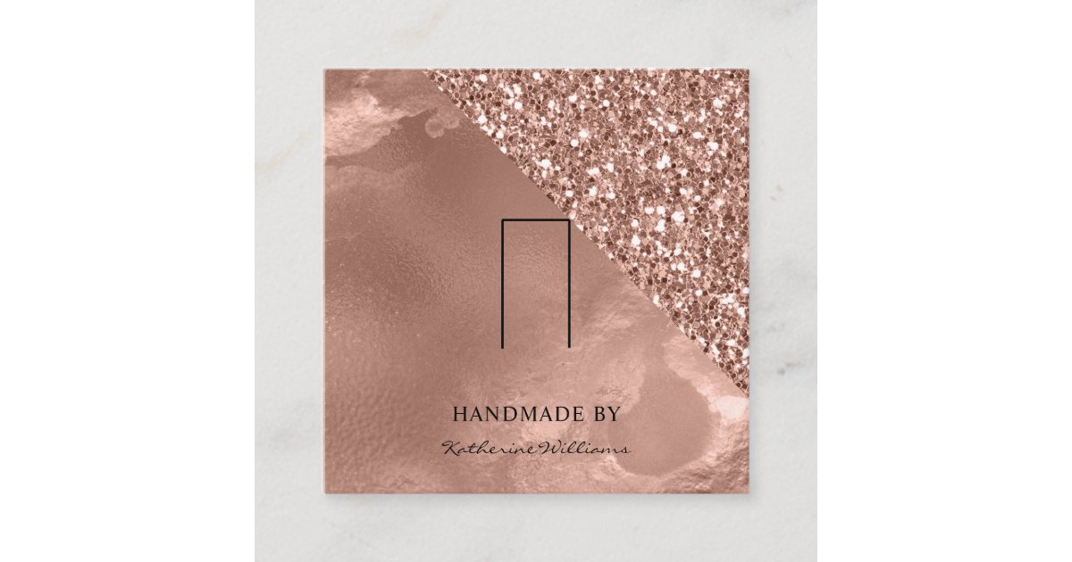 Ring Display Card | Rose Gold and Glitter | Zazzle