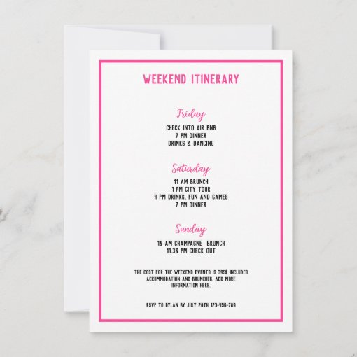Ring Finger Bold Pink Bachelorette Girls Weekend Invitation | Zazzle