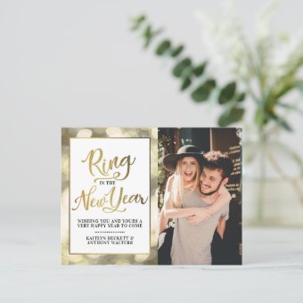 Ring In The New Year | Happy New Year Photo Holiday Postcard | Zazzle