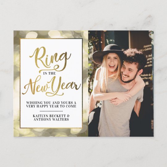 Ring In The New Year | Happy New Year Photo Holiday Postcard | Zazzle.com