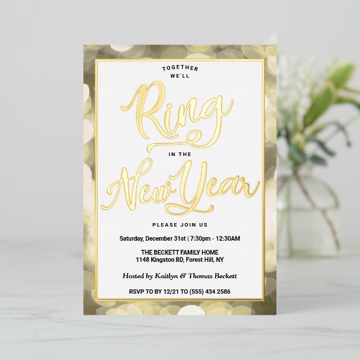 Ring In The New Year | New Years Eve Party Real Foil Invitation | Zazzle