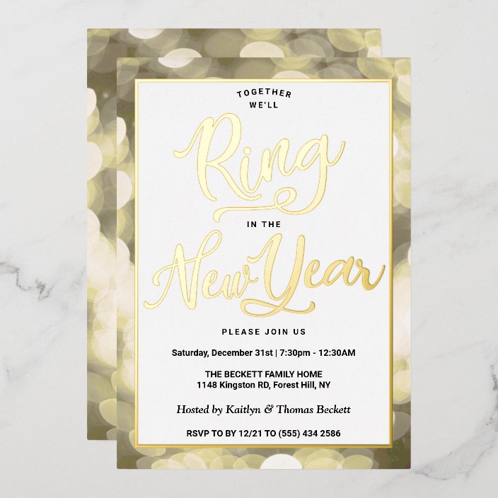 Ring In The New Year | New Years Eve Party Real Foil Invitation ...