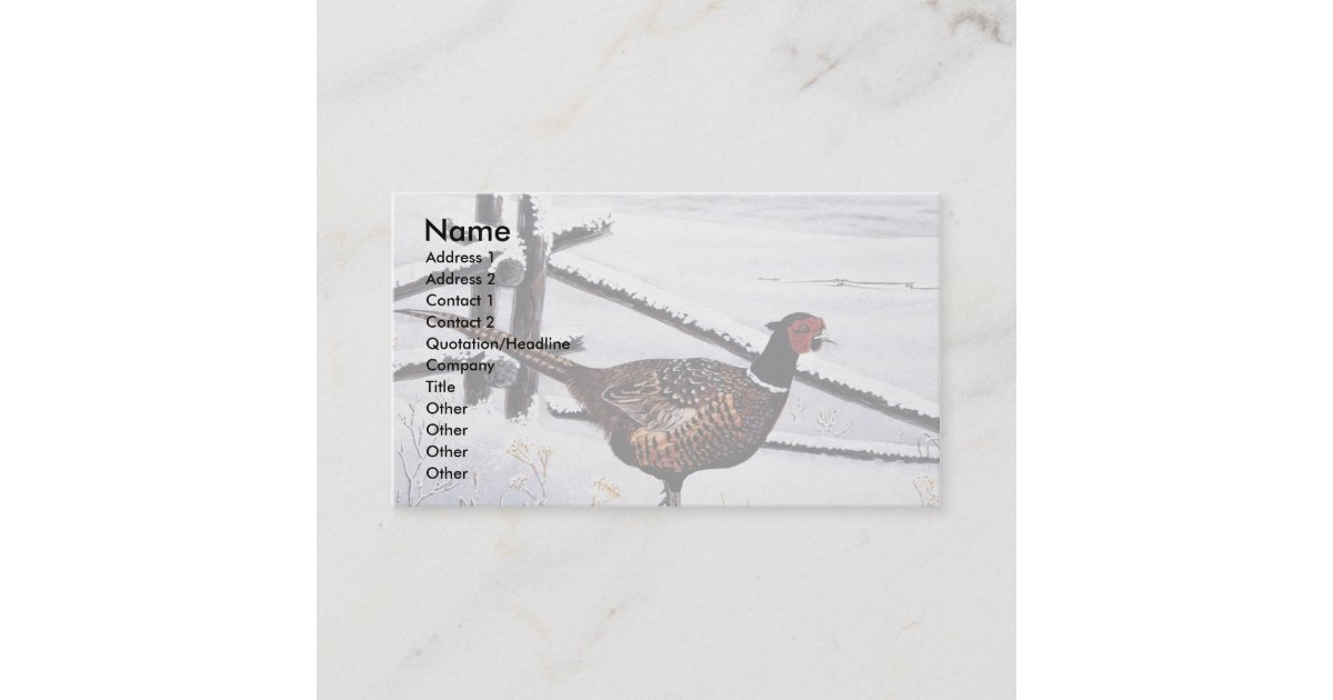 Ring-necked pheasant business card | Zazzle