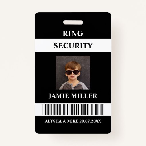 Ring Security Agent Photo ID Ring Bearer Badge | Zazzle