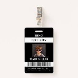 Ring Security Agent Photo ID Ring Bearer Badge | Zazzle