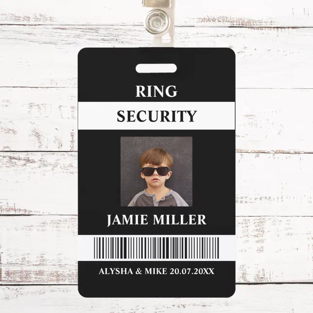 Ring Security Agent Photo ID Ring Bearer Badge | Zazzle