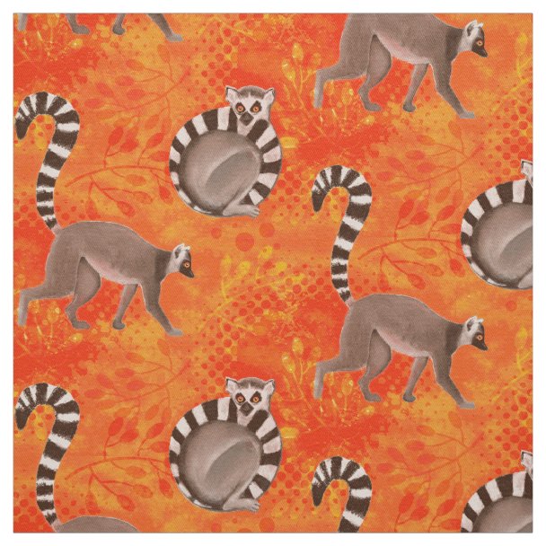 Ring-Tailed Lemurs of Madagascar Fabric | Zazzle