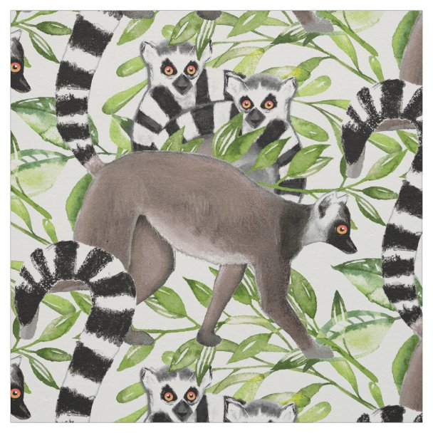 Ring-Tailed Lemur of Madagascar Fabric | Zazzle.com