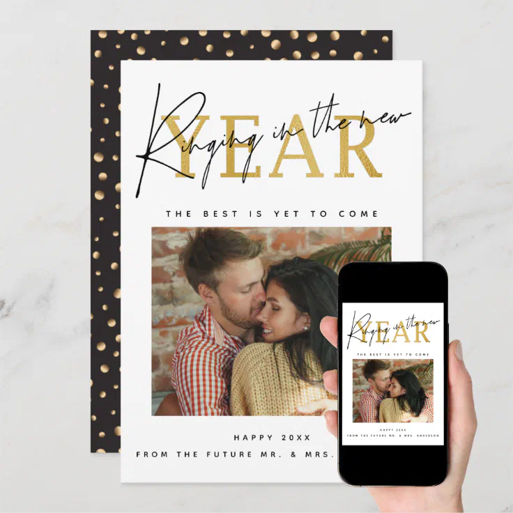 Ringing In The New Year Photo Holiday Card | Zazzle