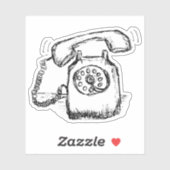 Ringing Telephone Sketch Sticker | Zazzle