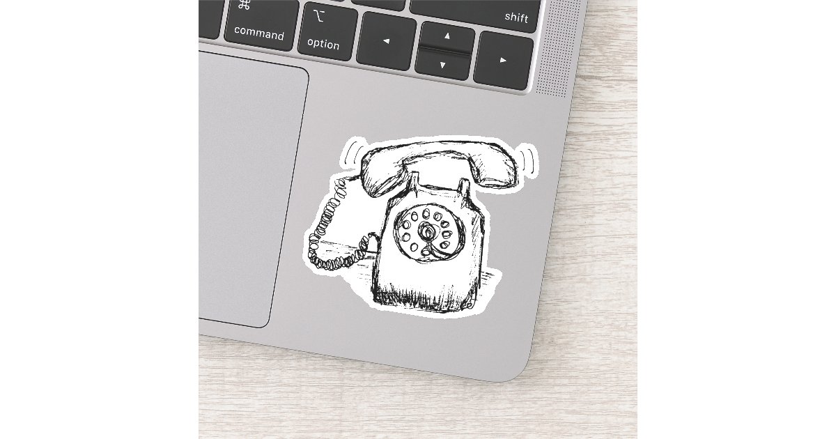 Ringing Telephone Sketch Sticker | Zazzle