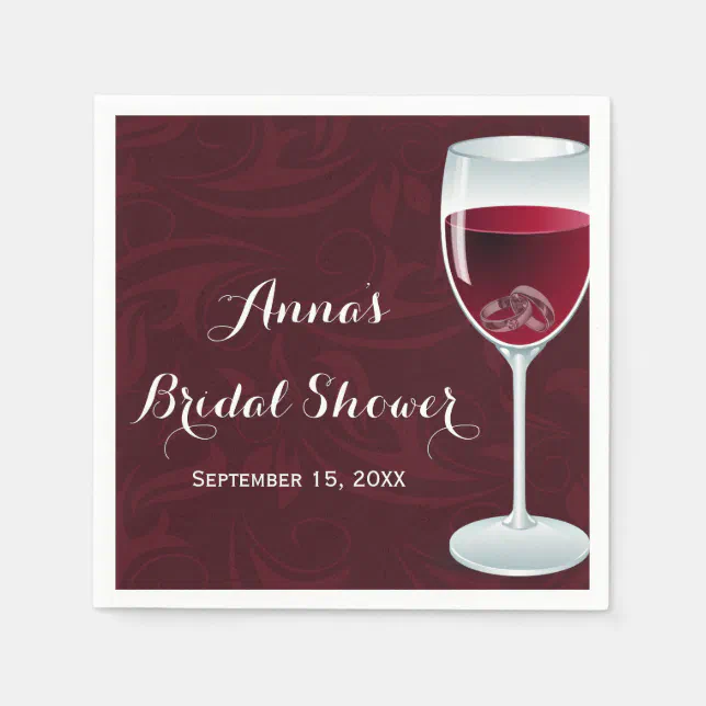 Rings in Wine Glass Bridal Wedding Paper Napkins | Zazzle